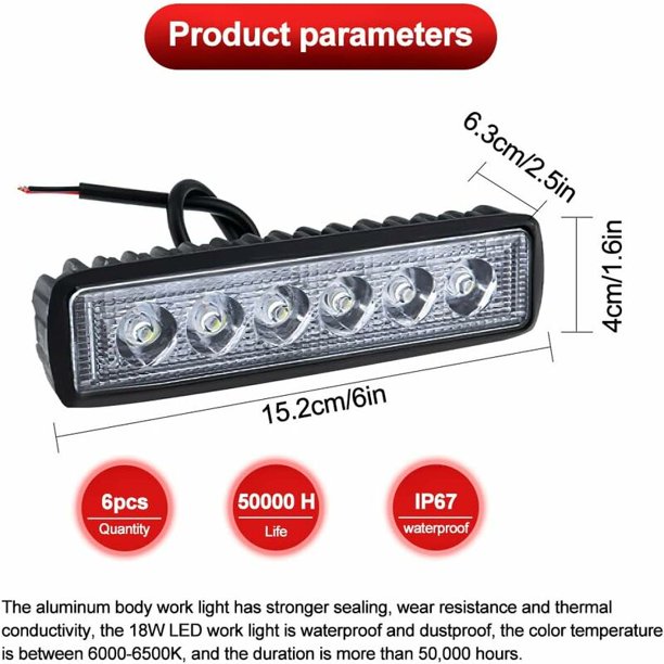 2 Piece Phare de Travail LED,12v 24v Projecteur Spot Phare de Travail ...