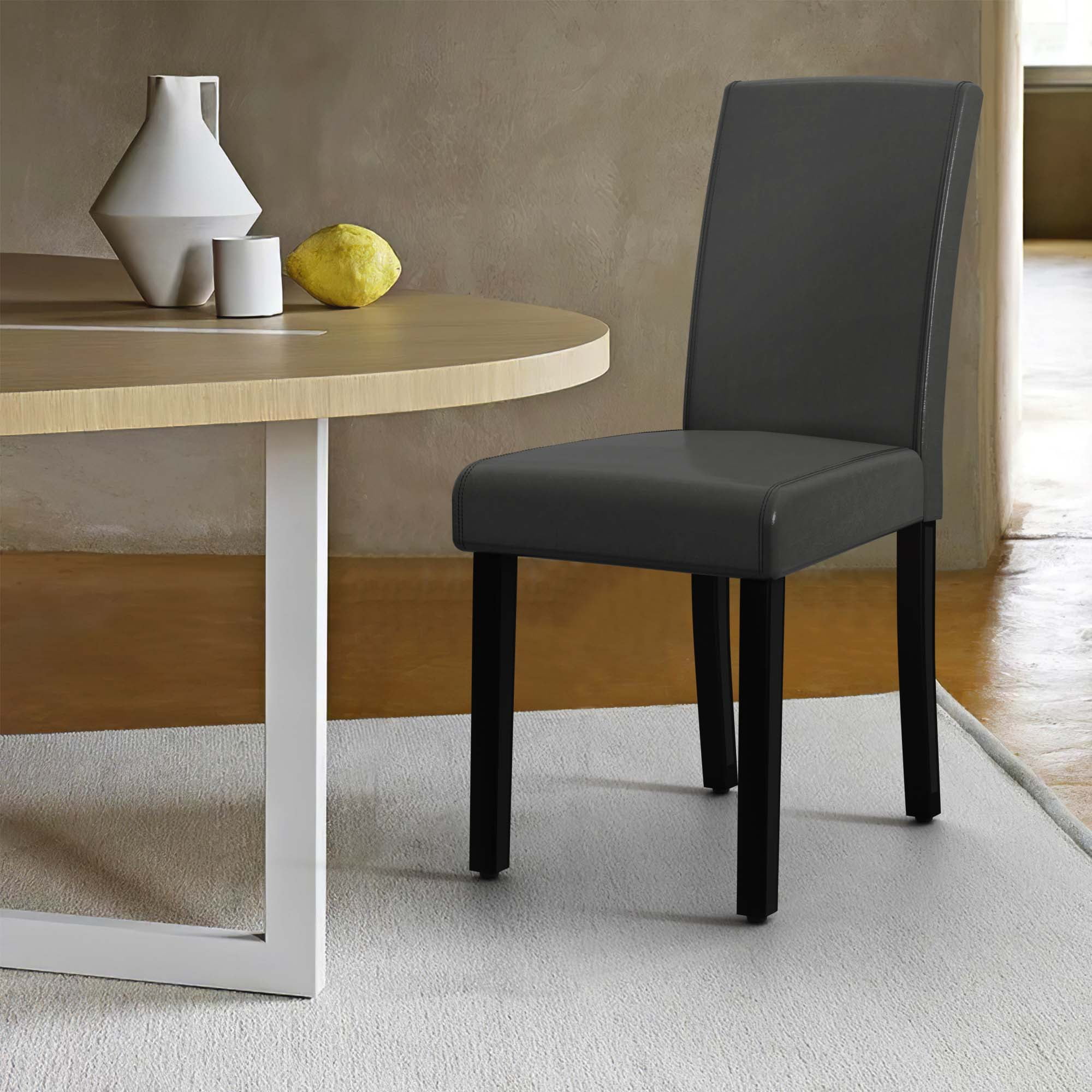 NeuType PU Dining Chairs Set of 2 Large Dining Chair with Wood Legs ...