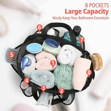 Mesh Shower Caddy Portable with Zipper & 2 Pockets - Quick Dry Shower ...