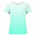 Fengqque Women's Round Neck Short Sleeve Gradient Color Slim Fit T ...