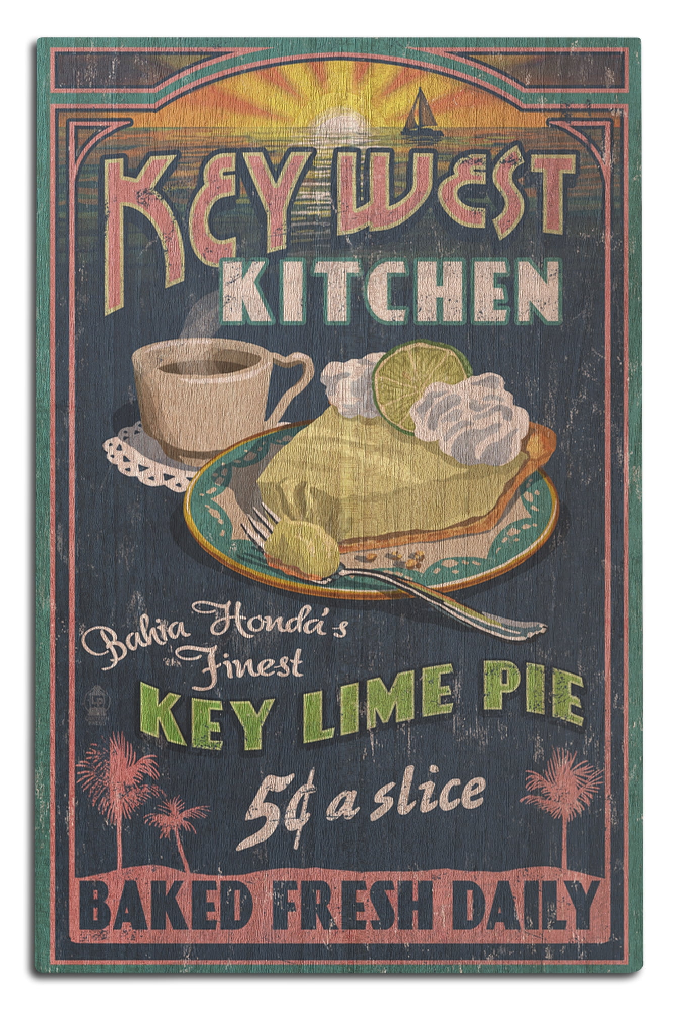 Bahia Honda, Florida Keys, Key Lime Pie Sign Birch Wood Wall Sign ...