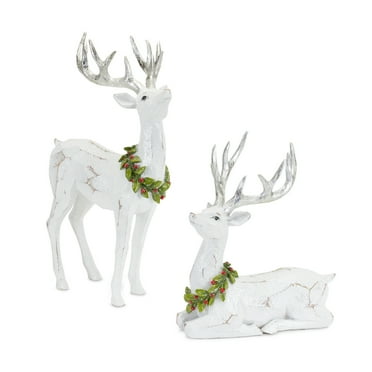 Melrose Set of 2 Standing and Sitting Deer Christmas Tabletop Figurines ...