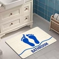 This blue footprint and water droplet pattern floor mat is highly ...