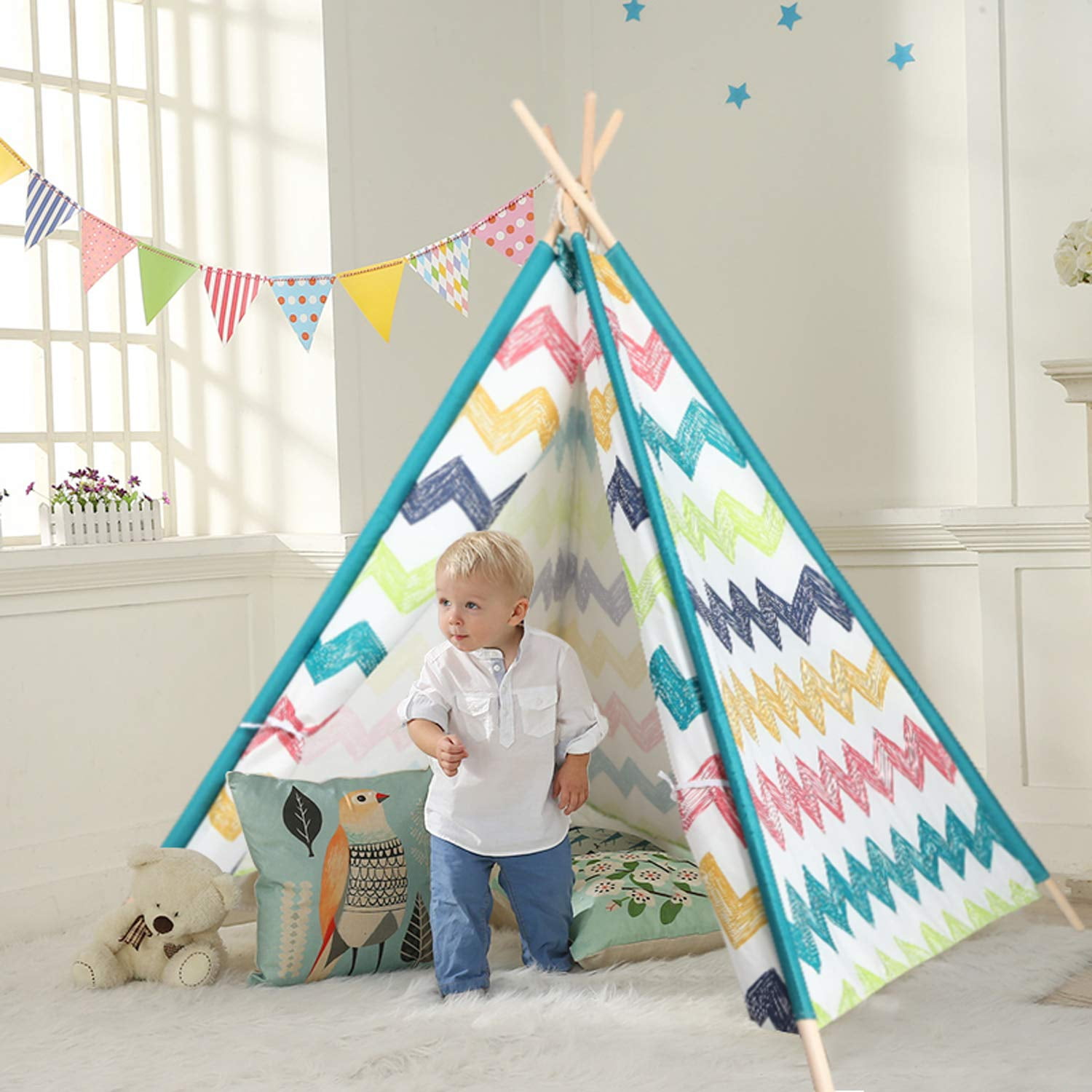 ALPHA HOME Teepee Tent For Kids Canvas Childs Play Teepee Tent Indoor alpha-home-teepee-tent-for-kids-canvas-childs-play-teepee-tent-indoor