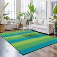 8'x10' Area Rugs, Green Blue Ombre Stripes Indoor Outdoor Area Rug for ...