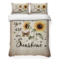 3 Pieces Queen Quilt Set,Retro Sunflower Sunshine Quote Soft Bedding ...