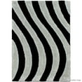 Allstar Grey Shaggy Area Rug with 3D Lines Design. Contemporary Formal ...