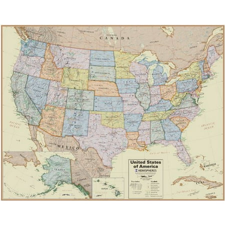 Hemisphere USA & World Wall Map Set - UP-TO-DATE Cartography ...