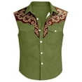 Conairie Mens Western Shirts Embroidered Cowboy Sleeveless Button ...