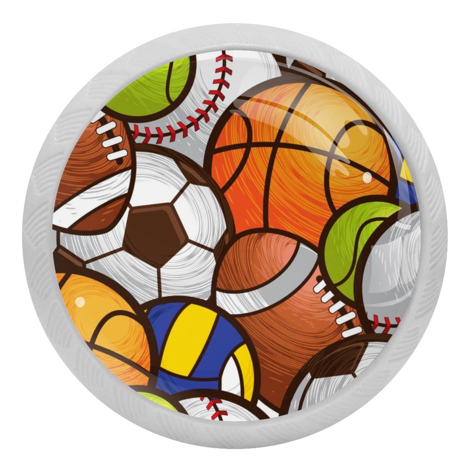 4PCS Round Sport Ball Cabinet Fluorescence Knob Glowing in the Dark ...