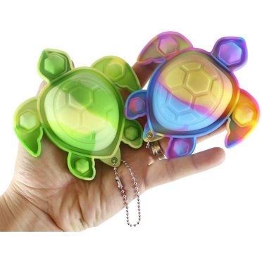 4 Fun Cute Pop-Out Turtle Fidget Keychain Toy - Squeeze to Pop Head out ...