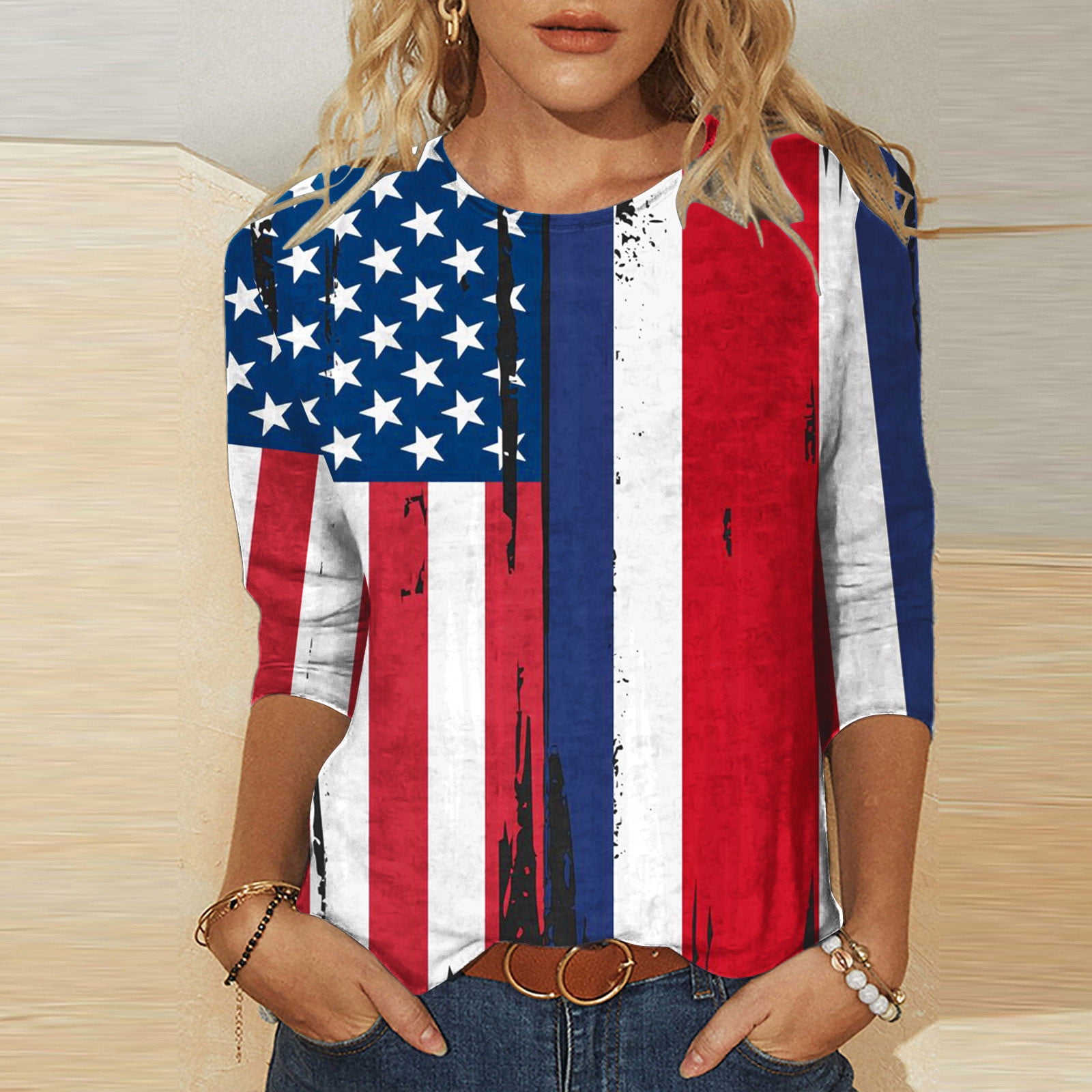 Meichang Oversized American Flag Shirts for Women Patriotic Tee 4th of ...