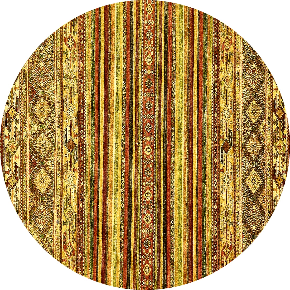 Ahgly Company Indoor Round Abstract Yellow Modern Area Rugs, 6' Round ...