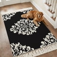 Bedroom Rug Carpet 3'x 5', Baroque Black Washable Floor Carpet with ...