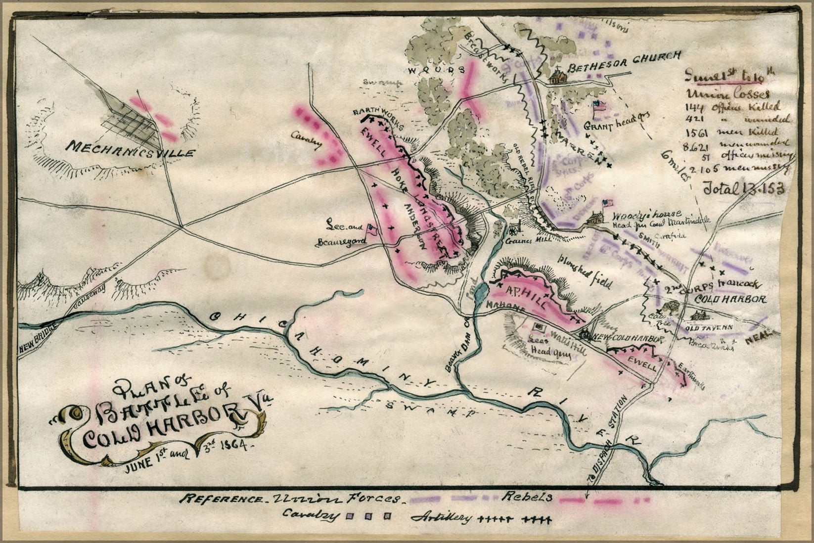 24"x36" Gallery Poster, map Battle of Cold Harbor virginia June 1-3 ...
