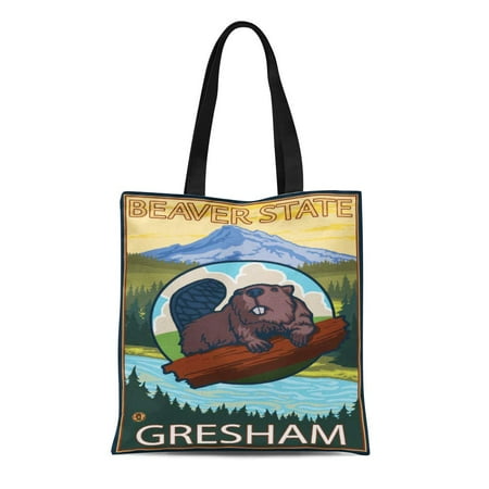 NUDECOR Canvas Tote Bag Retro Beaver Mt Hood Gresham Vintage Antique ...