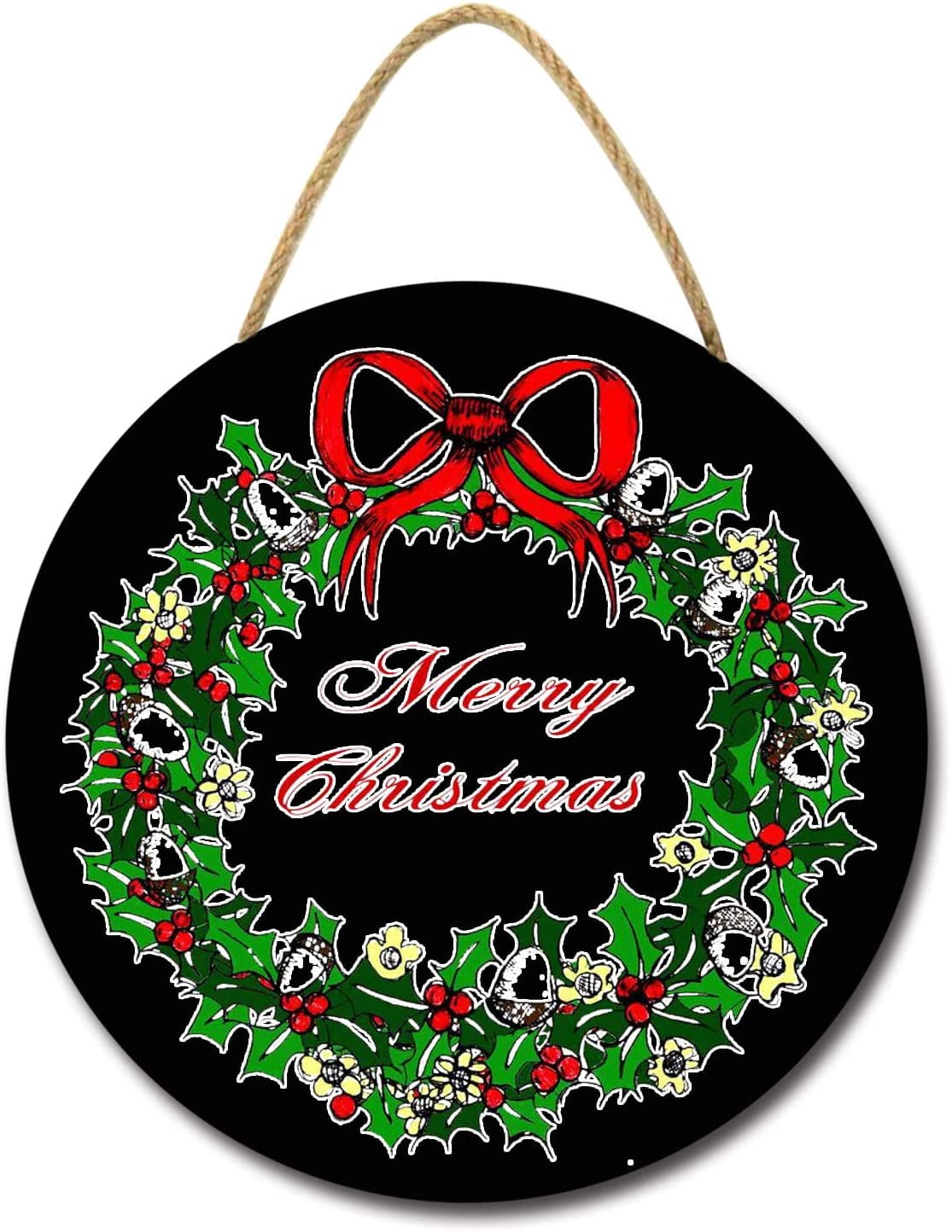 Eveokoki 12" Christmas Hanging Sign Welcome Hello Door Sign Christmas ...