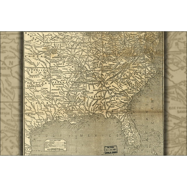 24"x36" Gallery Poster, map of Union blockade of the Atlantic ocean ...