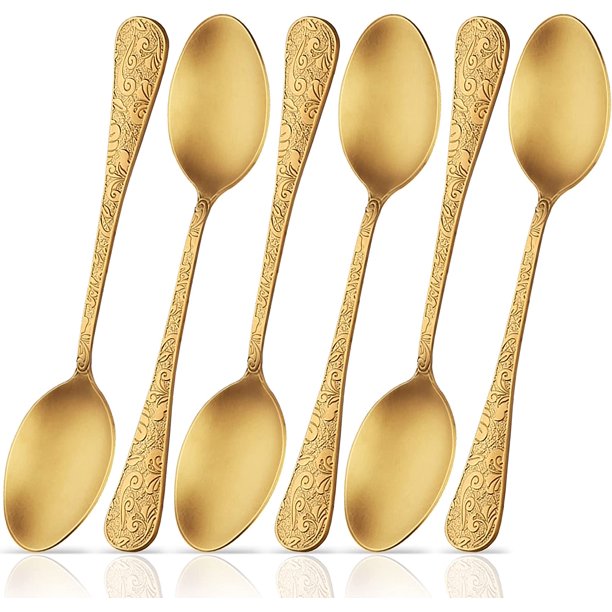 Espresso Gold Spoons, 5.9 in Cute Matte Frosted Coffee Spoons, 18/0 ...