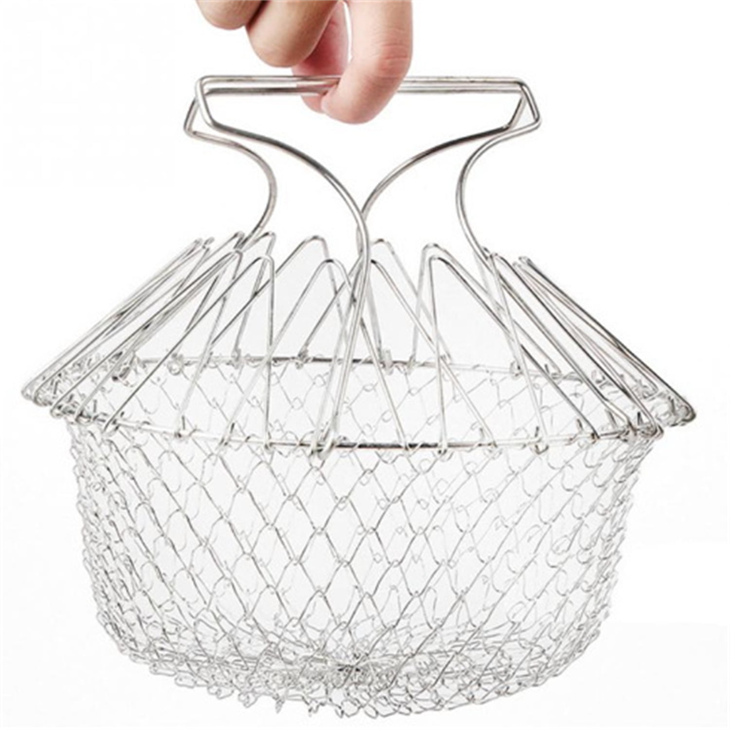 Foldable Stainless Steel Frying Basket,Casewin Folding Flat Cooking ...