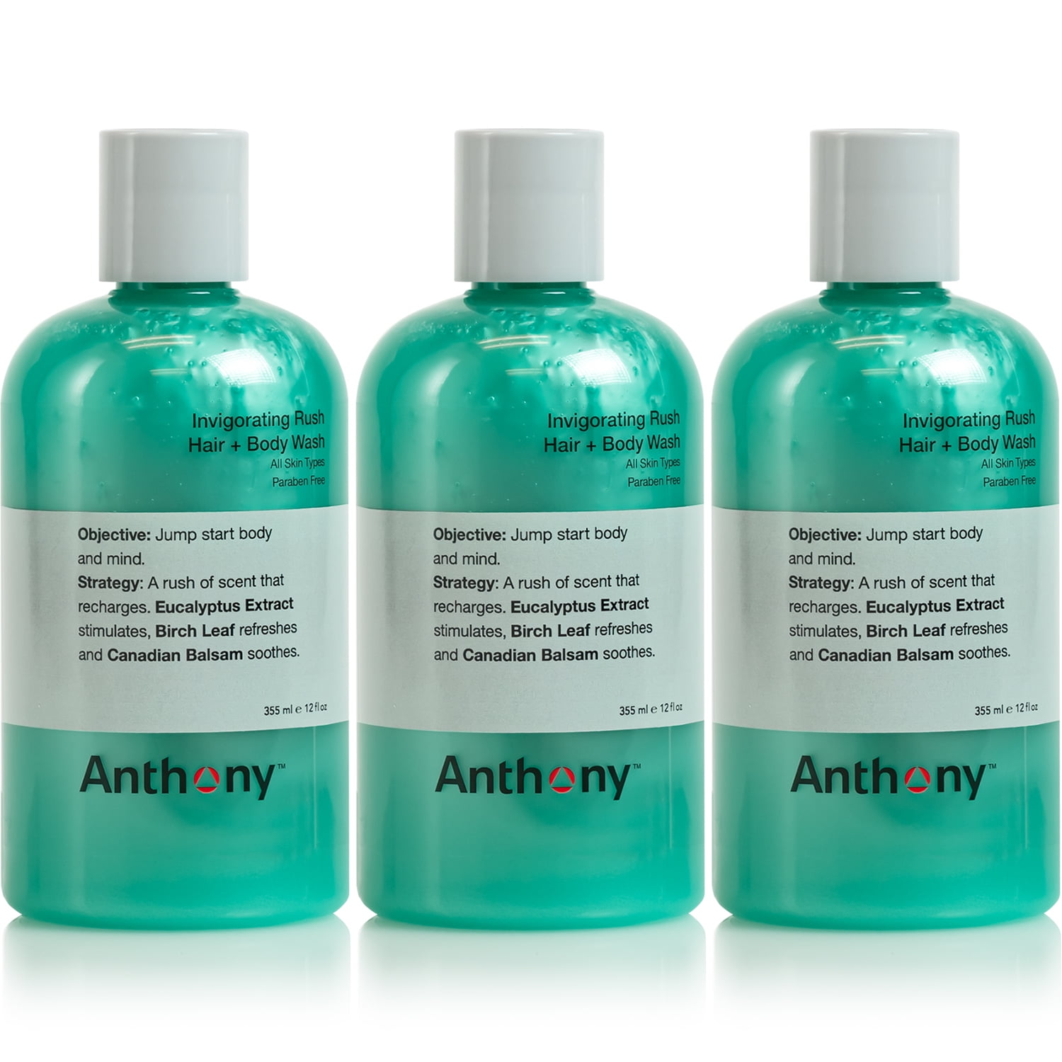 Anthony Mens Body Wash and Shampoo: Invigorating Rush 2-In-1 Liquid Gel ...