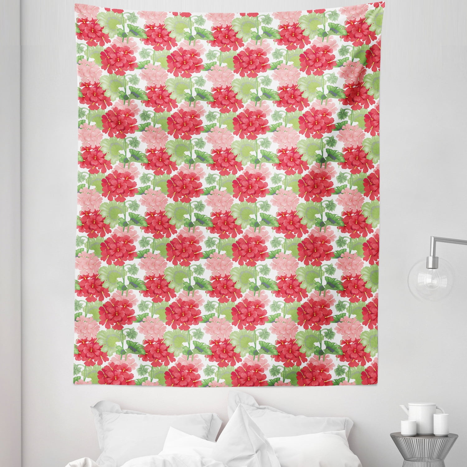 Geraniums Tapestry, Image of Victorian Style Pastel Flowers on Plain ...