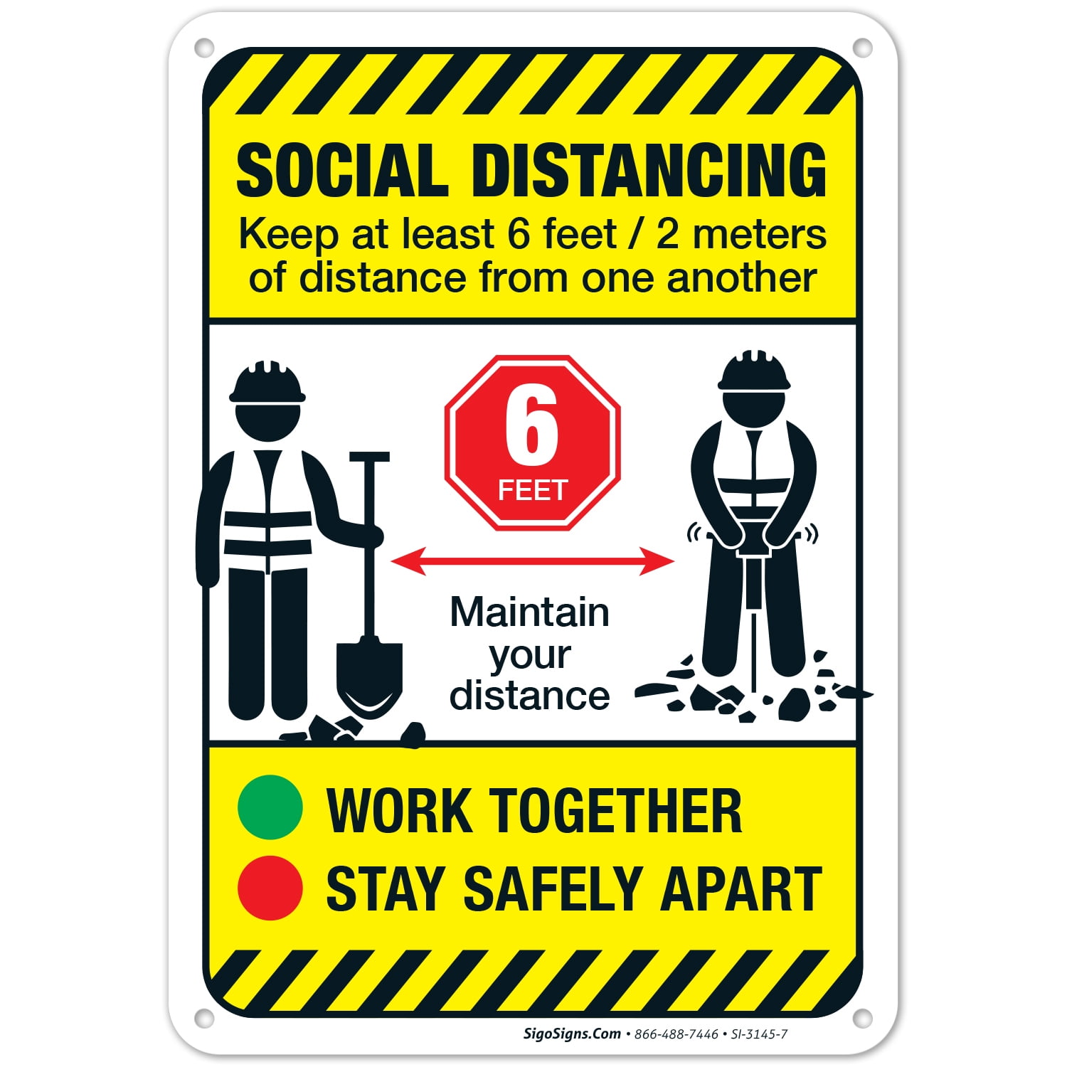 Construction Site Social Distancing Sign, COVID-19 Social Distancing ...
