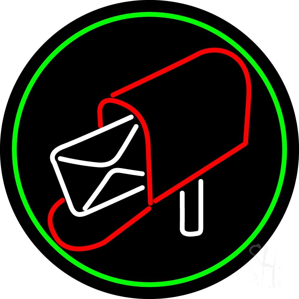 Mailbox Red Logo With Green Circle LED Neon Sign 18 x 18 - inches ...