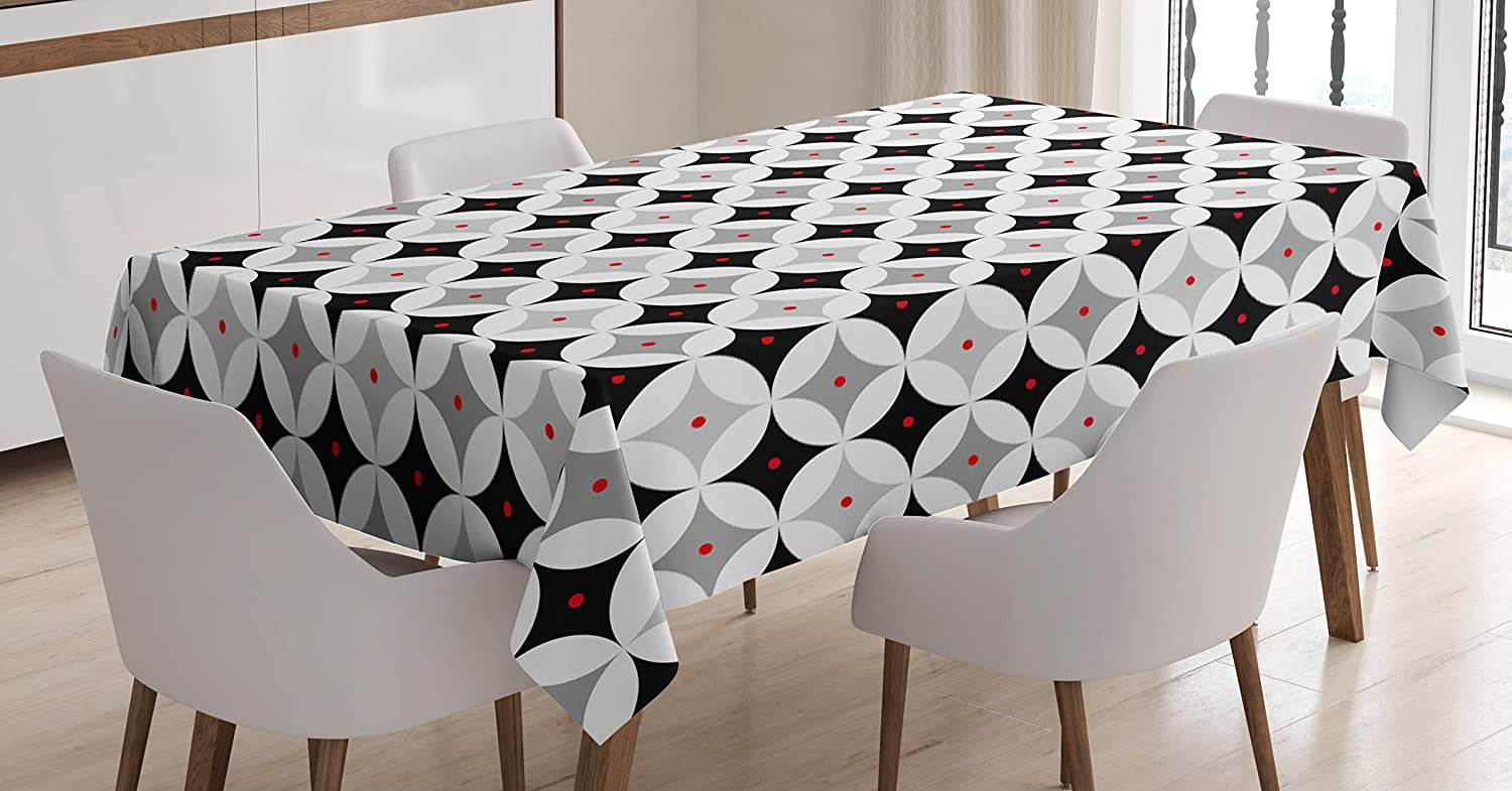 Mid Century Tablecloth, Retro Styled Atomic Composition with Vintage ...