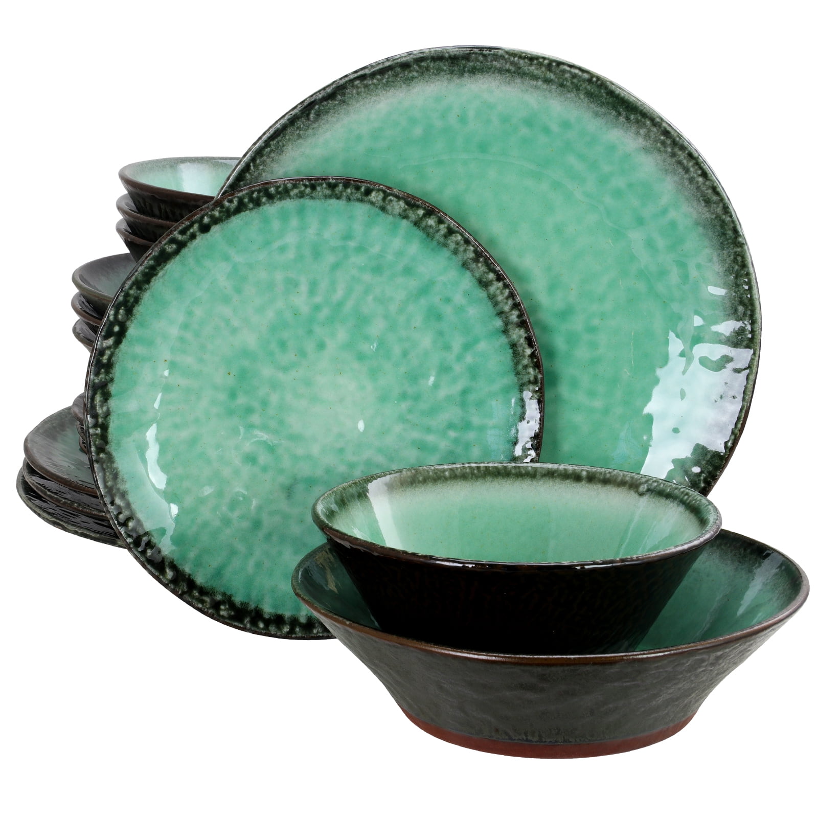 16-Piece Double Bowl Dinnerware Set, Teal - Walmart.com