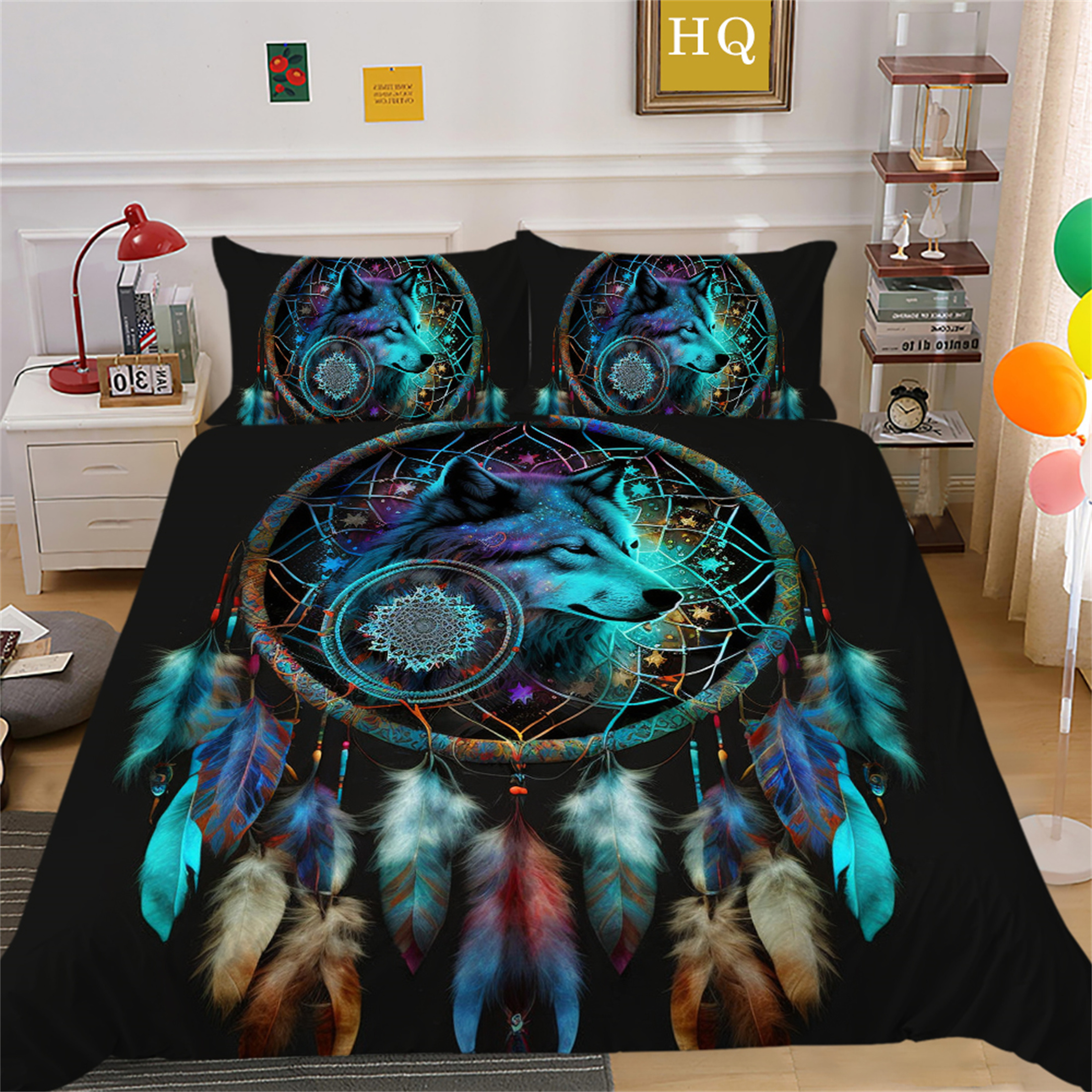Home Bedding Set Dreamcatcher Wolf 3D Printing Classic Desigh Quilt ...