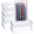 12 Pack Clear Plastic Pencil Boxes with Lid, Hard Stackable Stationery ...
