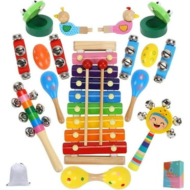 Wooden Xylophone Children's Musical Set, 8 Keys Hand Knock with Mallets ...