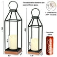 Perfnique Set of 2 Black Metal Wood Lanterns with 6hr Timer Flameless ...