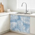 Blue Palm Leaf Cabinet Curtains 28"W x 35L, Summer Coastal Botanical ...
