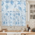 Blue Coastal Conch Kitchen Curtains Swag Valance and Tier Curtains Set ...