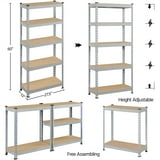 Topeakmart Heavy Metal Adjustable 5-Tier Boltless Storage Shelves Unit ...