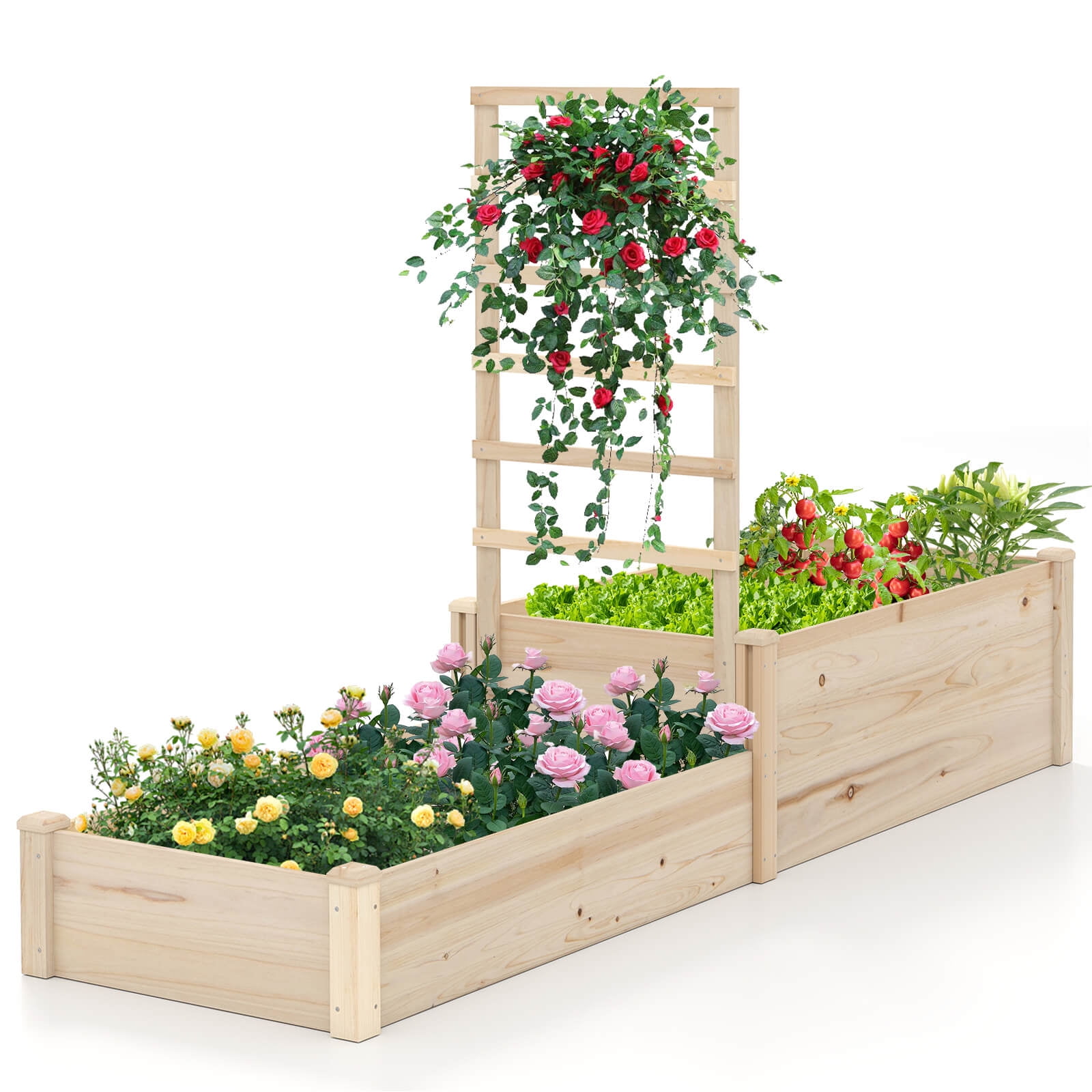 Click here for Costway 87 Raised Garden Bed With Trellis 2 Plante... prices