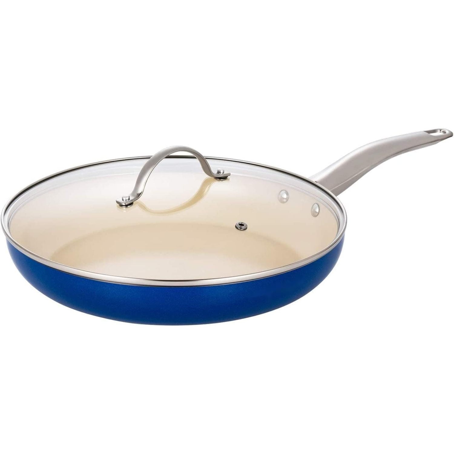 SEYATPOOL Ceramic Aluminum Nonstick Skillet Frying Pan with Lid and ...