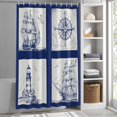 Compass Sailing Boat Fabric Shower Curtain Lighthouse Navigation Blue ...