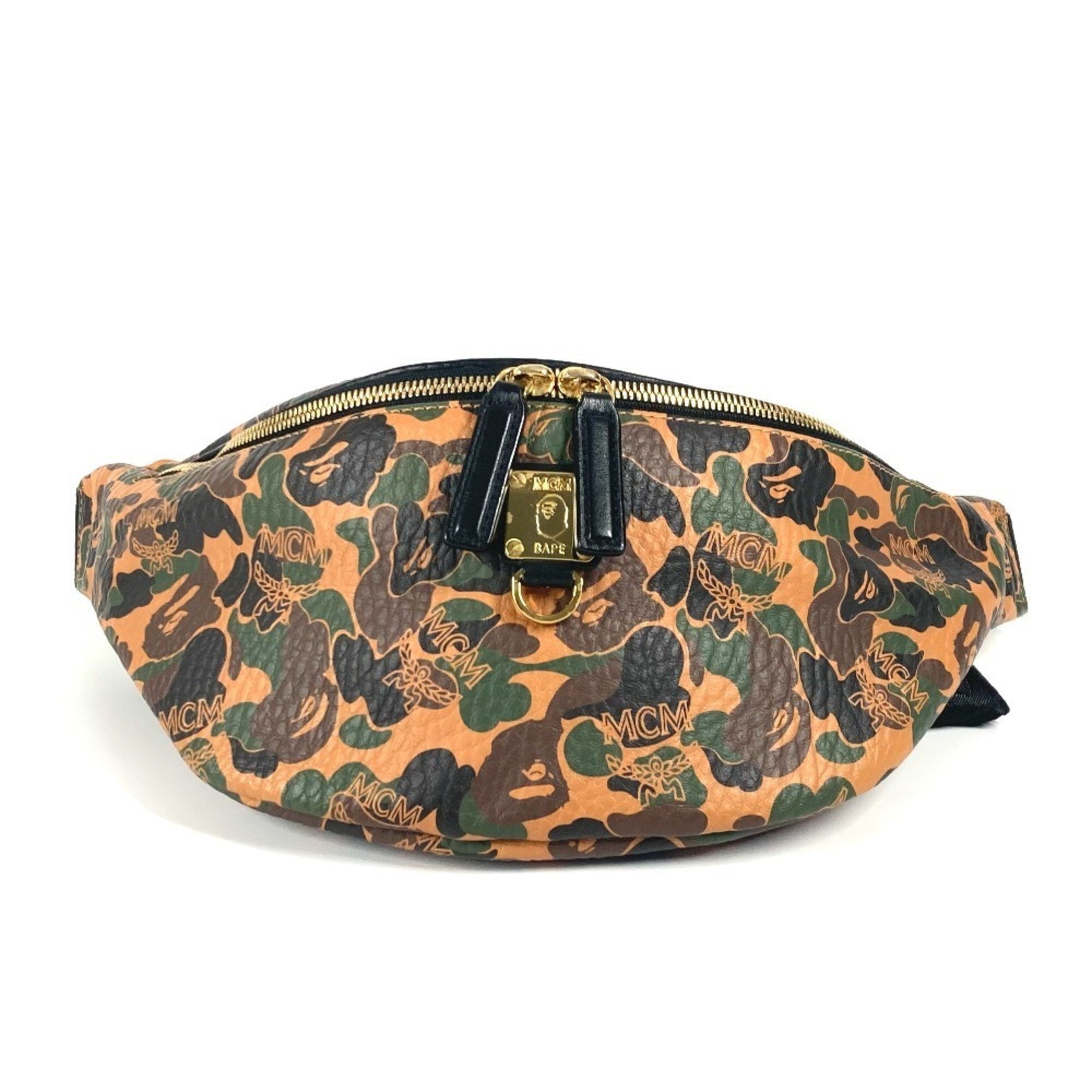 Pre-Owned MCM a bathing ape collaboration A Bathing Ape logo camouflage ...