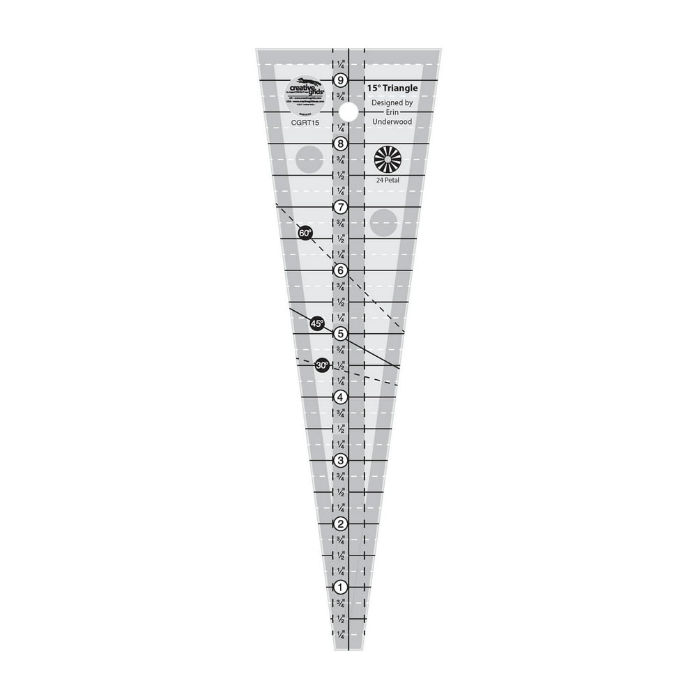 Creative Grids 15 Degree Triangle Quilt Ruler (CGRT15) - Walmart.com ...