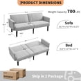75.5" Futon Sofa Bed, 3 in 1 Multi-Function Couch Sleeper with ...