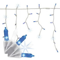 Set of 100 Blue & Pure White LED Wide Angle Icicle Christmas Lights ...