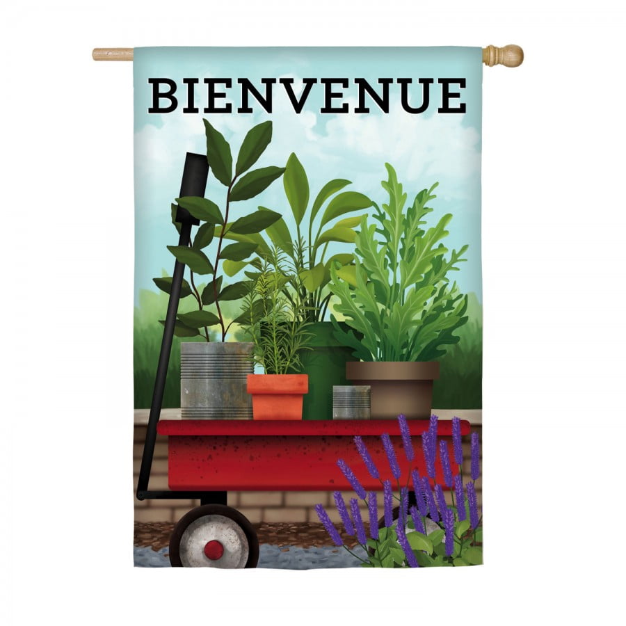 Evergreen Bienvenue Red Wagon House Suede Flag - Walmart.com