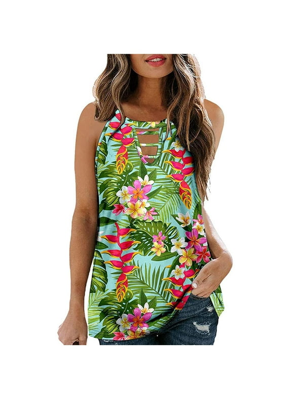 Womens Blouses Tops Tropical Print