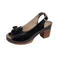 Samdudou Chunky Heel Sandals for Women Open Toe Slingback Peep Design ...