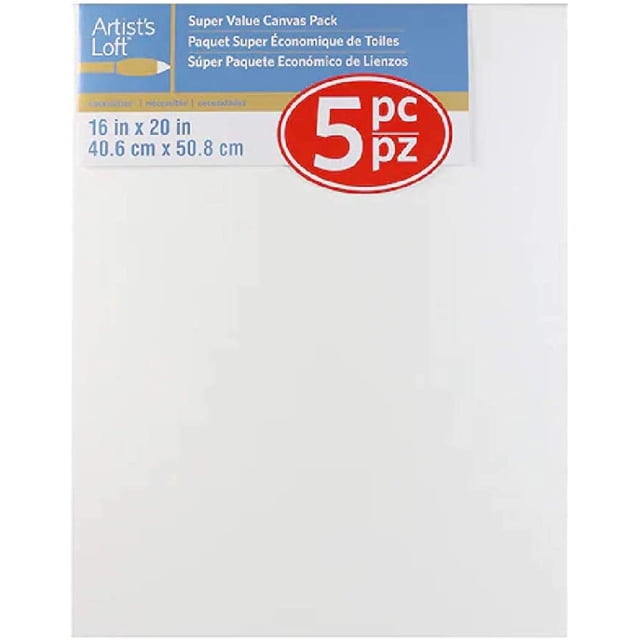 Artist's Loft Canvas Super Value Pack - Set of 5 Blank Canvases for ...
