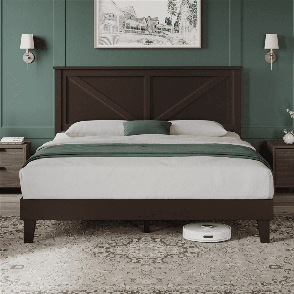 Click here for Fullfurnique Farmhouse Wooden Platform Bed Frame W... prices