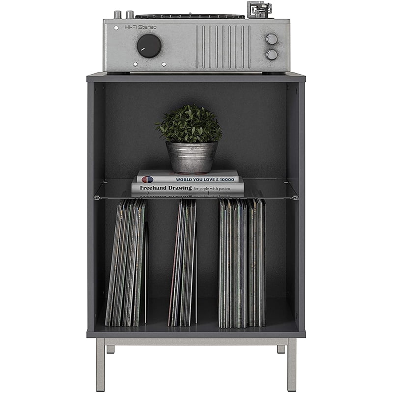 Pemberly Row Contemporary Turntable Stand in Graphite Gray - Walmart.com